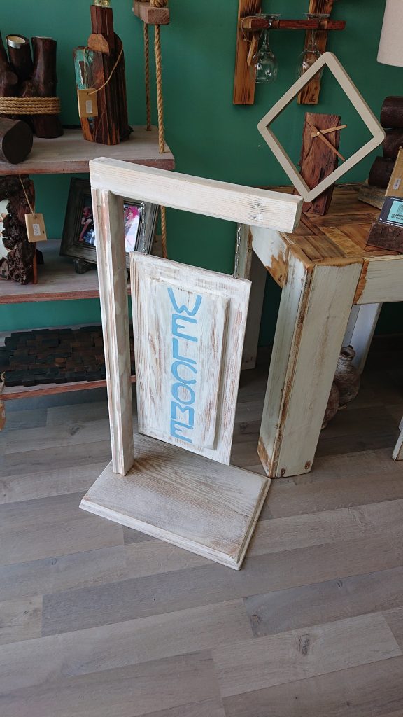 Free-standing, 'welcome' patio/entrance way sign - Handmade In Cyprus