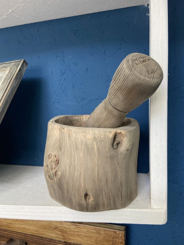 Hollowed log mortar & pestle - Handmade In Cyprus