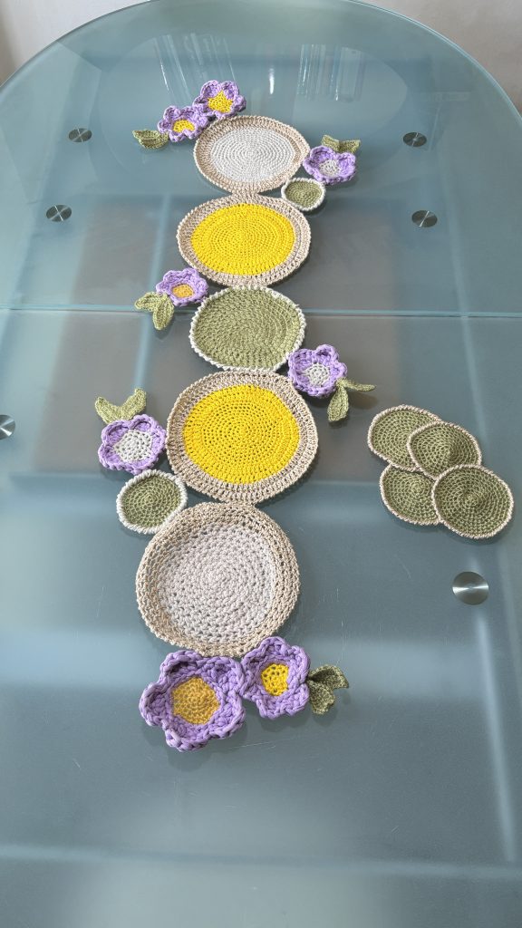 Crochet Daisy Table Runner with Matching Coasters- a floral accent for ...